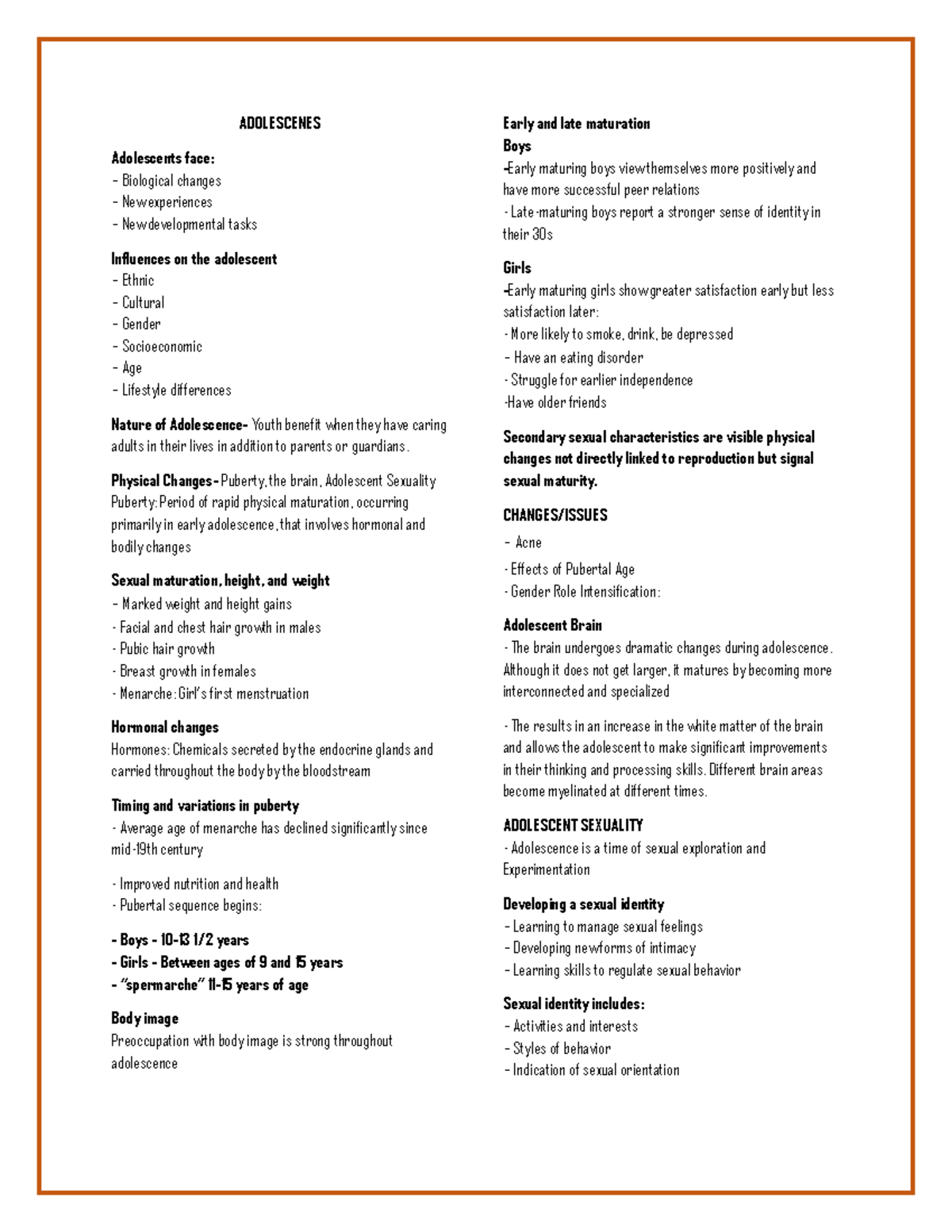 Prelim Devpsych - TOP/DEV - ADOLESCENES Adolescents face: Biological ...