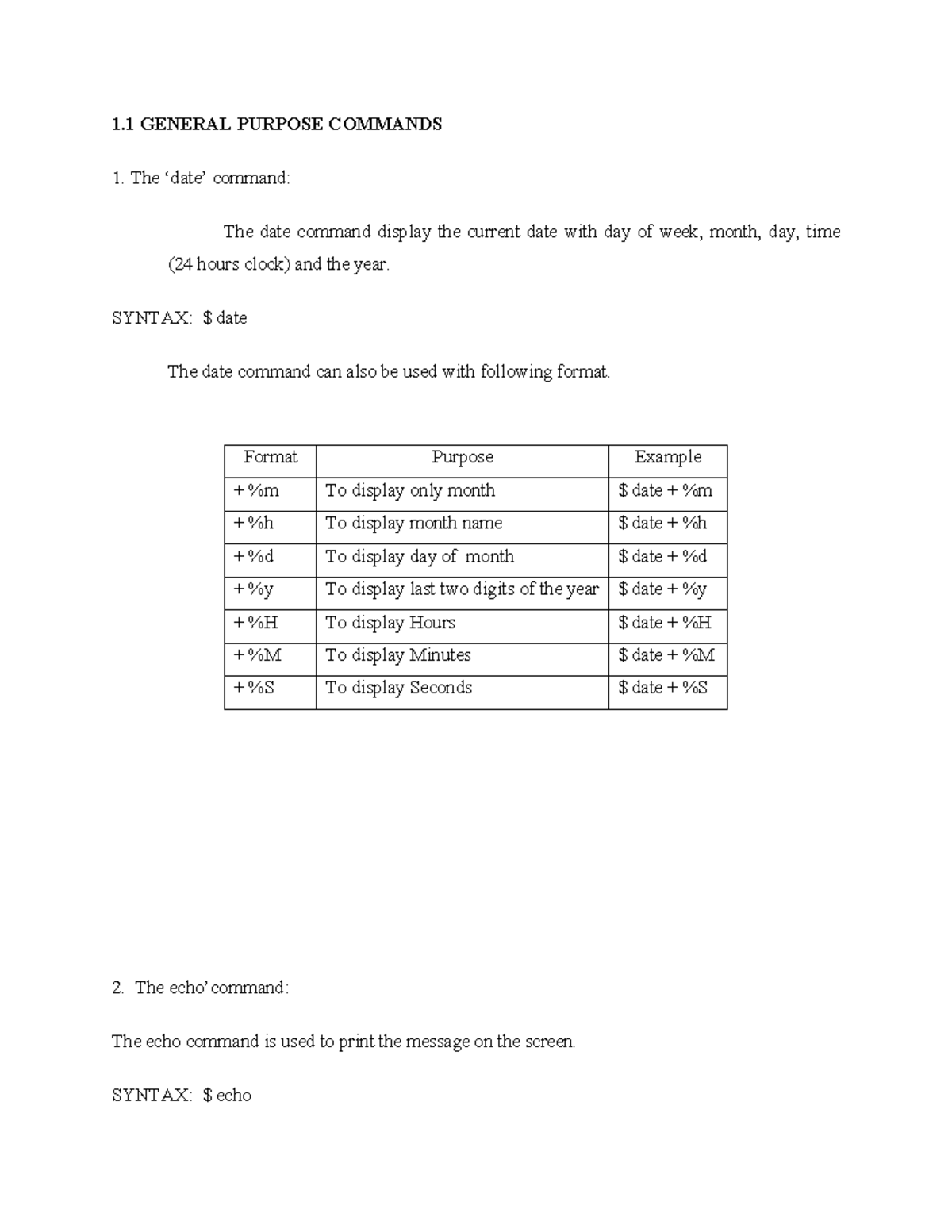 Linux CMD - operating sysyem - 1 GENERAL PURPOSE COMMANDS The ‘date’ command: The date command ...
