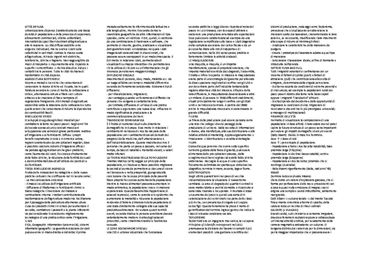 Definizioni geo - CITTÀ DIFFUSA Urbanizzazione dispersa. Caratterizzato ...