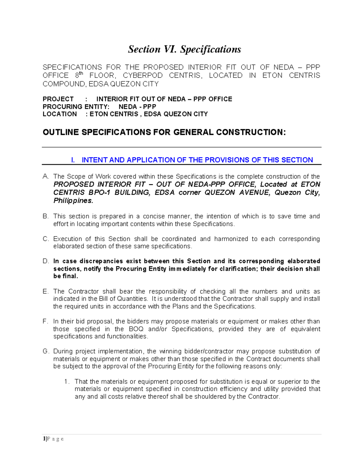 General Construction Specifications Final - Section VI. Specifications ...