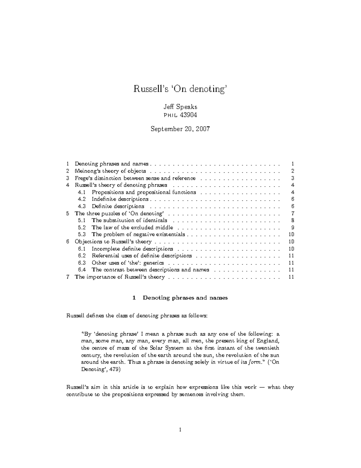 Russell-on-denoting - philosophy of language - Russell’s ‘On denoting ...