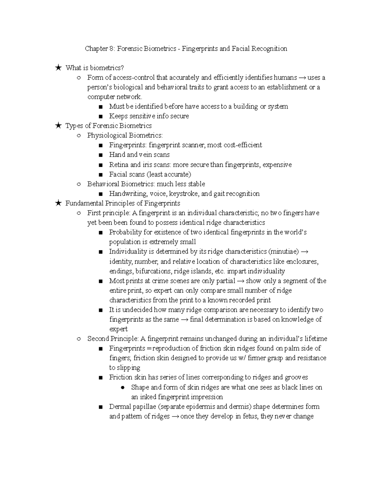 Forensics Chapter 8 - Hoa Trinh - Chapter 8: Forensic Biometrics ...