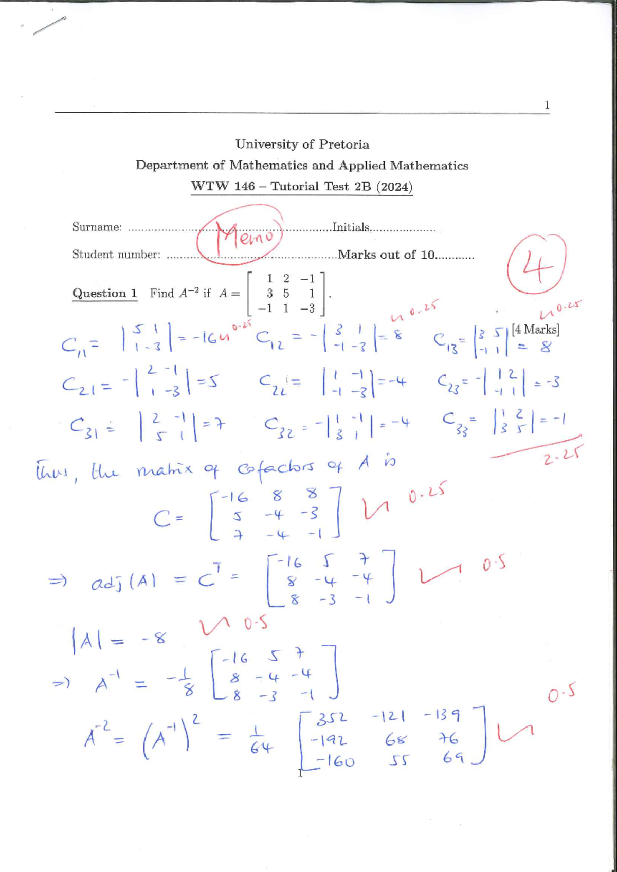 Memo For Tt2b Tutorial Memo 1 University Of Pretoria Department Of Mathematics And Applied