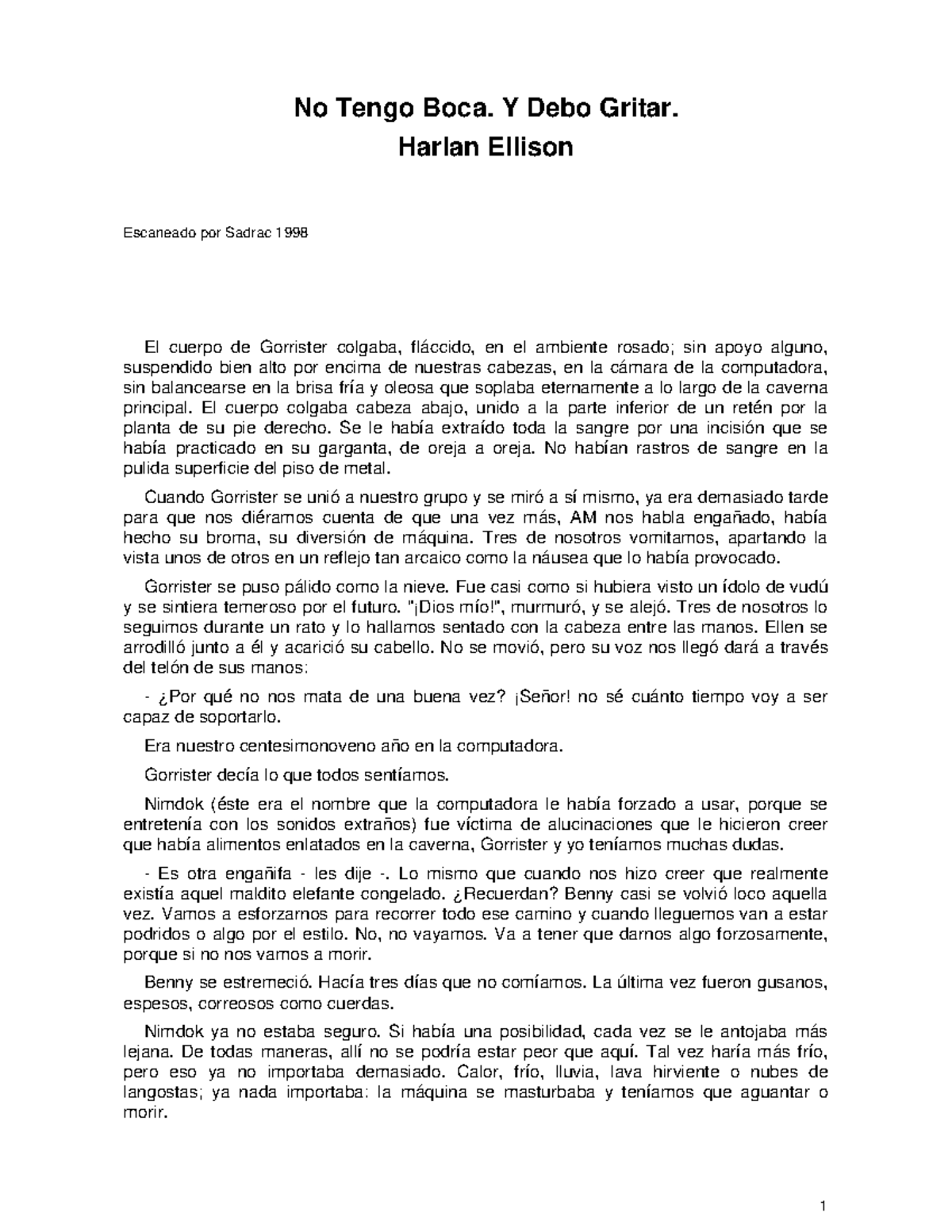 No tengo boca y debo gritar - No Tengo Boca. Y Debo Gritar. Harlan ...