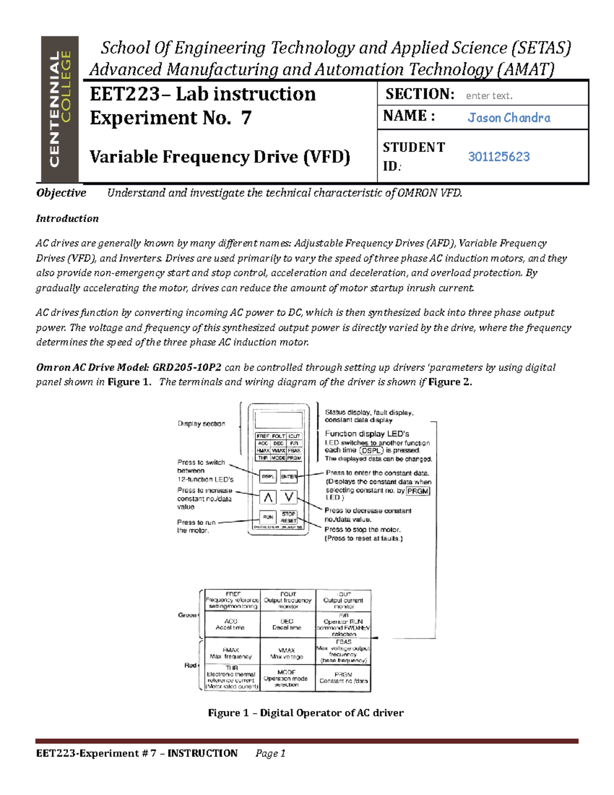 EET223-W21-EXP 7 - AC Drives Part 1 - Instructions - School Of ...