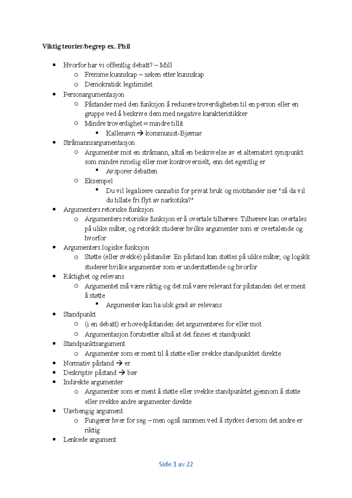 Exphil. - eksamen - Viktig teorier - Viktig teorier/begrep ex. Phil Hvorfor har vi offentlig ...