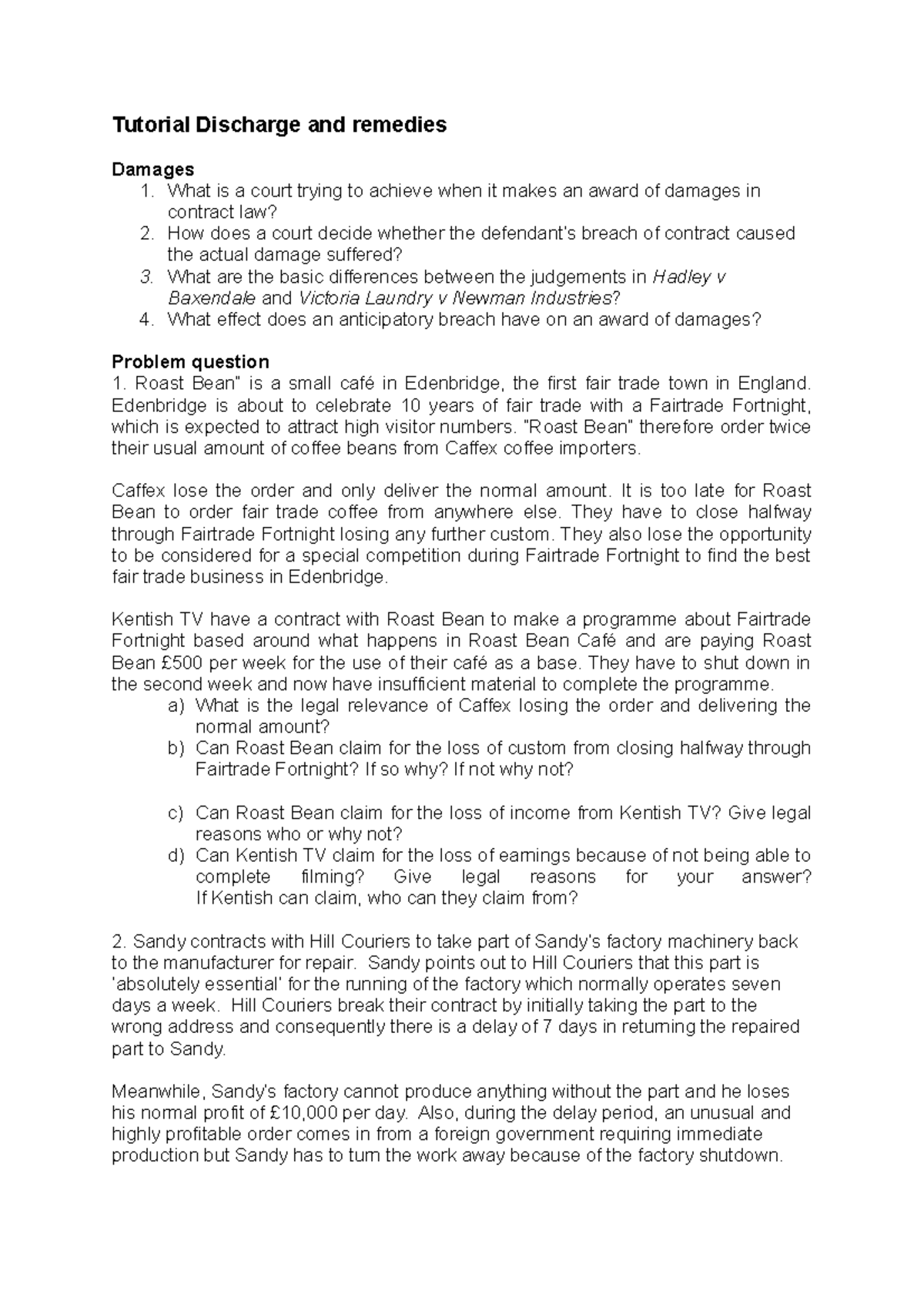 Tutorial discharge and remedies - Tutorial Discharge and remedies ...