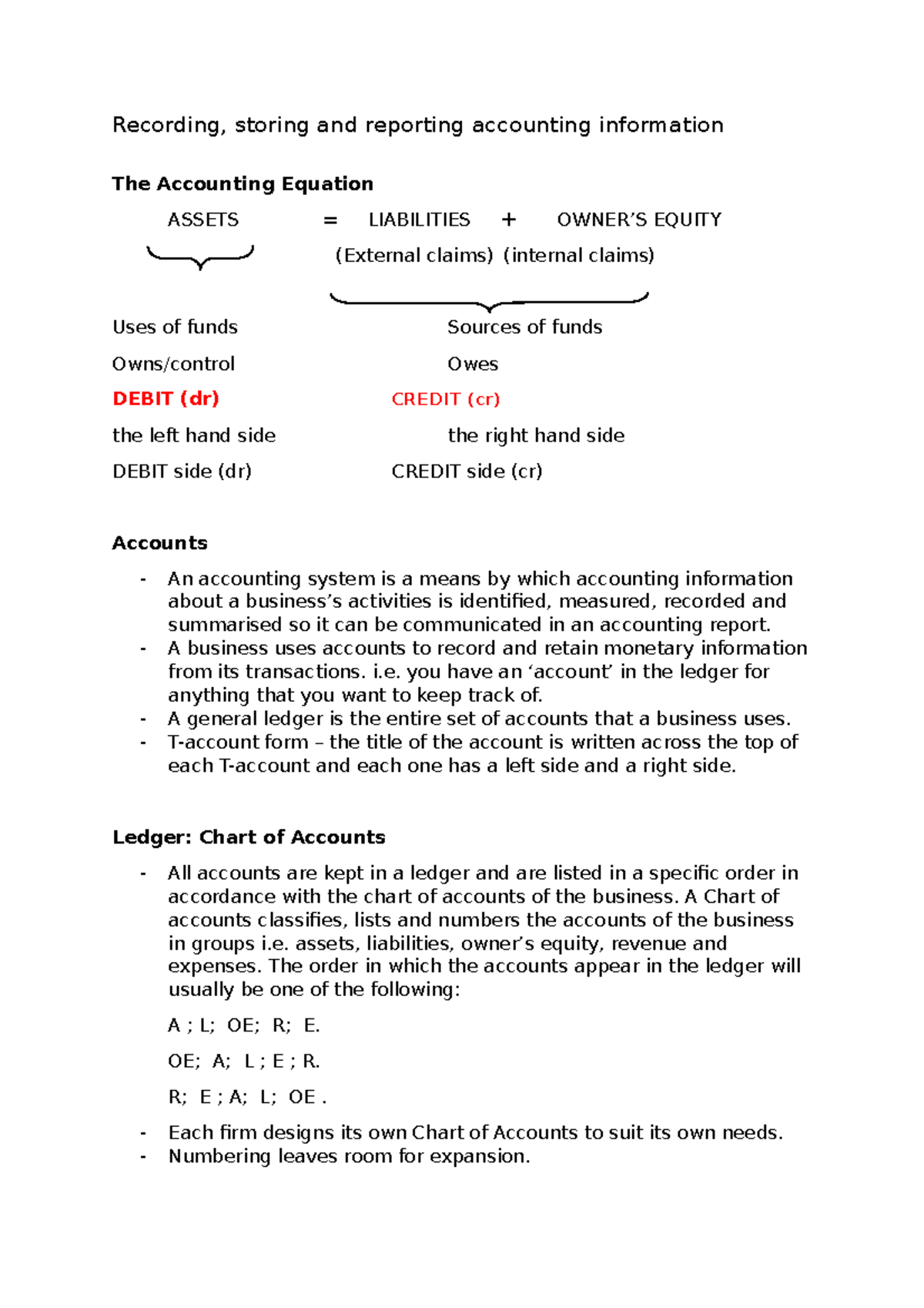 Recording, storing and reporting accounting information - A business ...