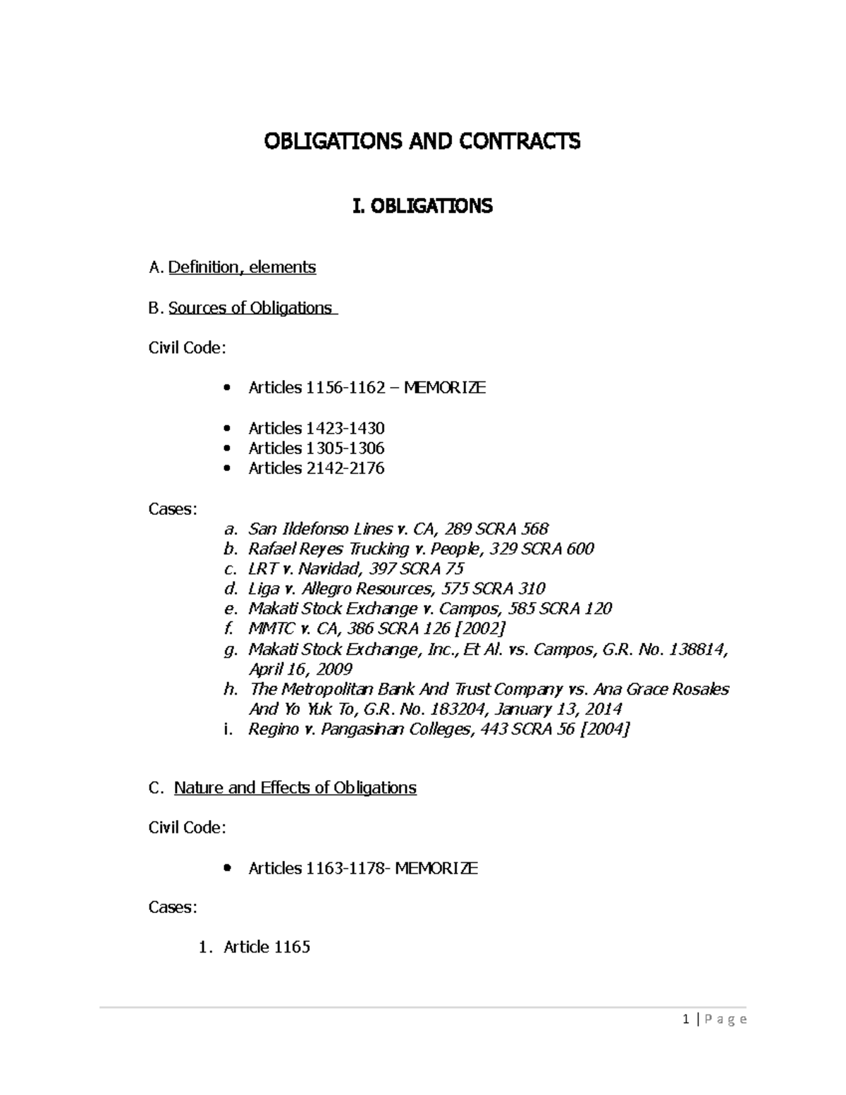 Oblicon-Syllabus-3 - Oblicon Syllabus - OBLIGATIONS AND CONTRACTS I ...