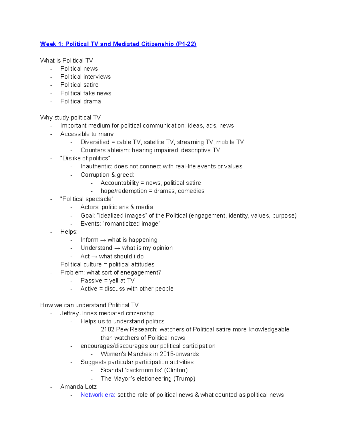 2. Polisci 2144A - Week 1: Political TV and Mediated Citizenship (P1-22 ...