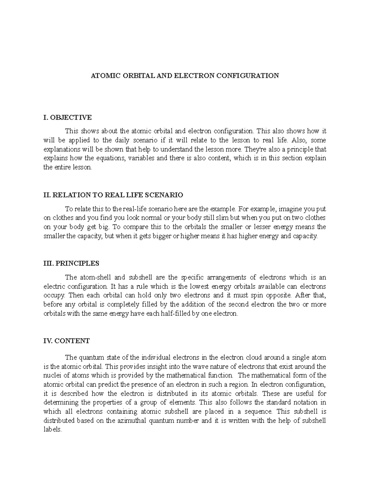 Atomic Orbital And Electron Configuration Atomic Orbital And Electron Configuration I