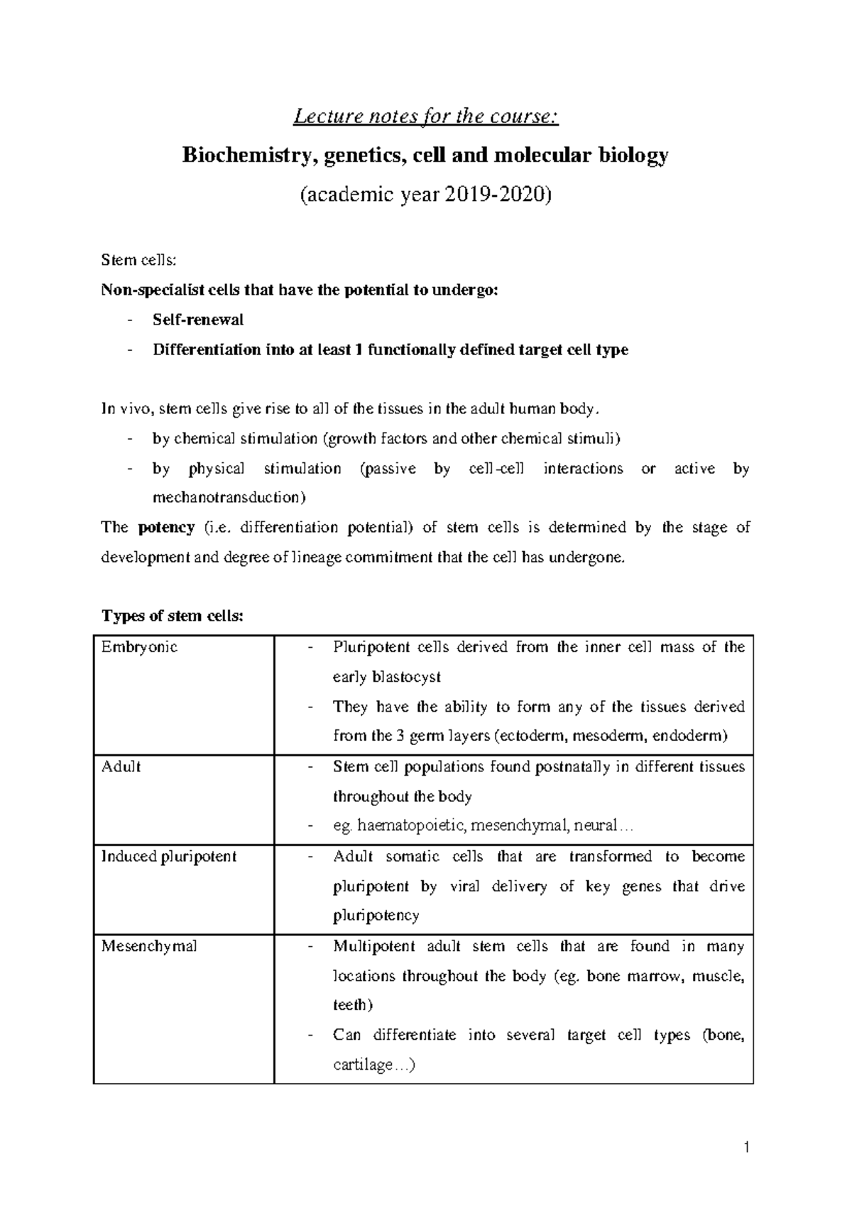 Biochemistrygeneticscellmolecularbiology lecturenotes 1to22 2019 2020 ...