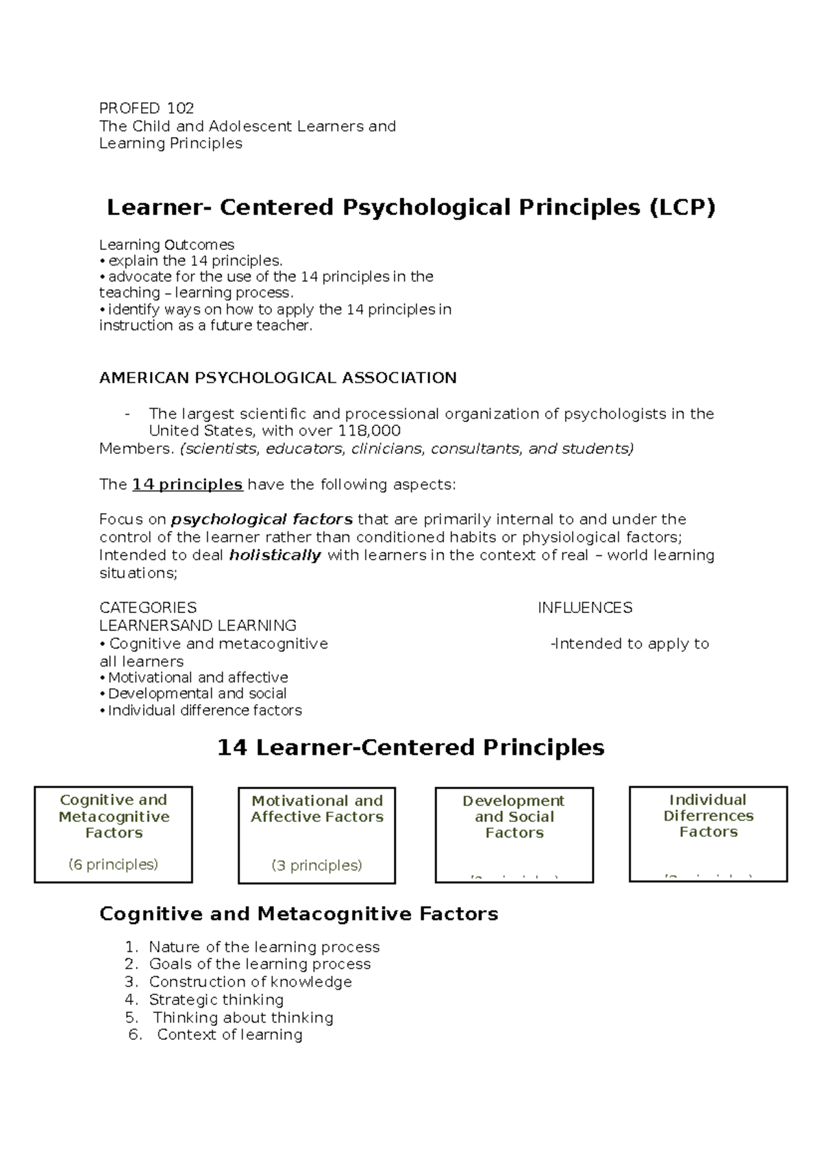 Whole Lesson of the final exam - PROFED 102 The Child and Adolescent ...