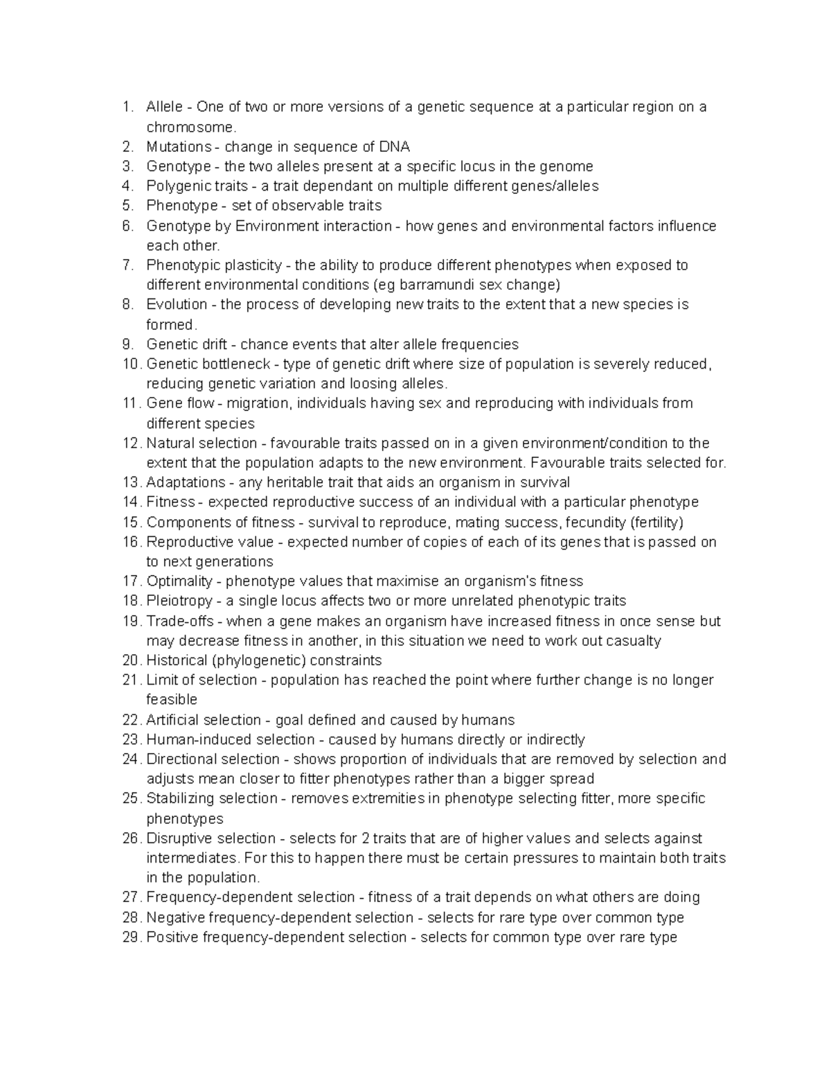 Bio Key Words test 1 - Allele - One of two or more versions of a ...