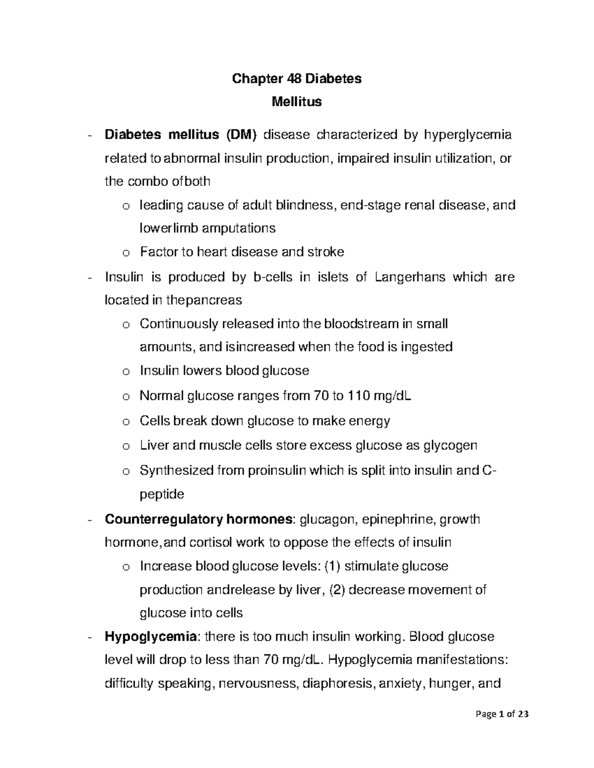 Diabetic Study Guide - Chapter 48 Diabetes Mellitus Diabetes mellitus ...