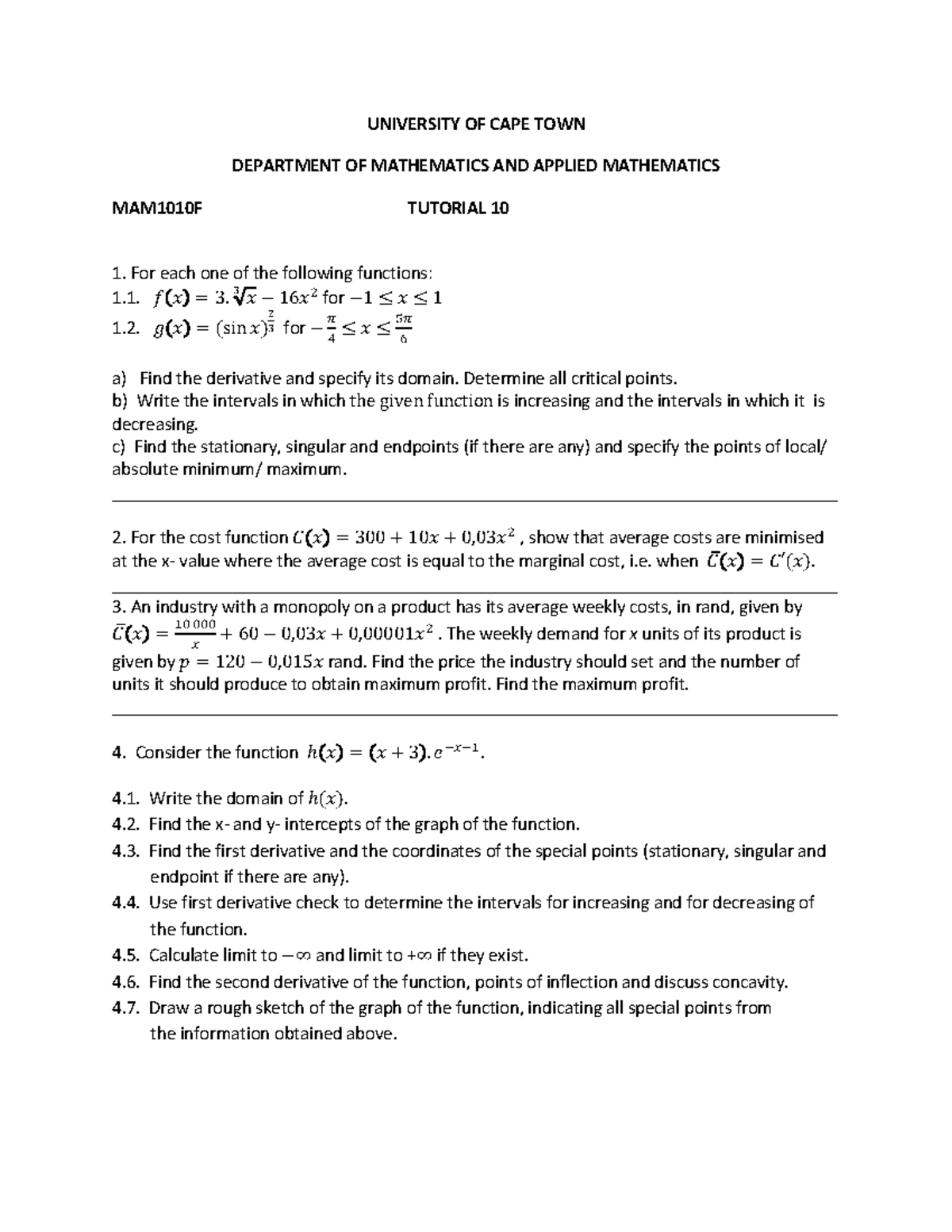 Tutorial+10 2020 - MAM1010F Tutorial - UNIVERSITY OF CAPE TOWN ...