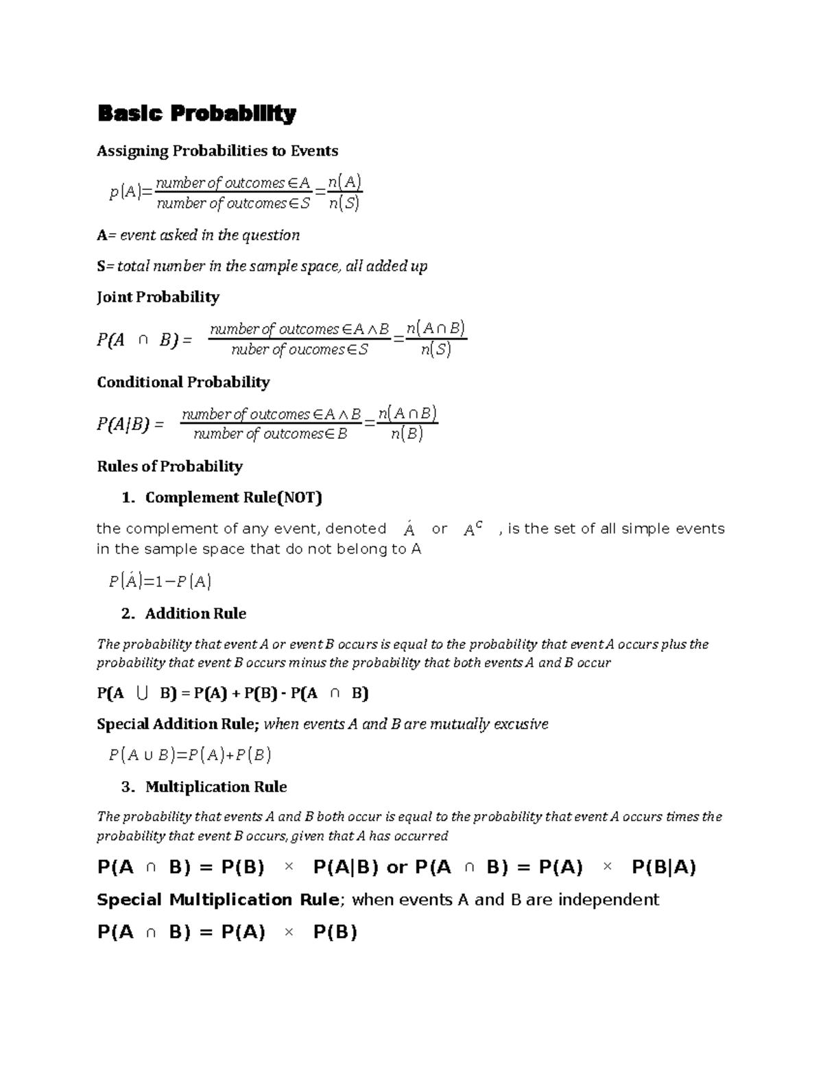 Basic Probability - Summary Statistics for Business - Basic Probability ...