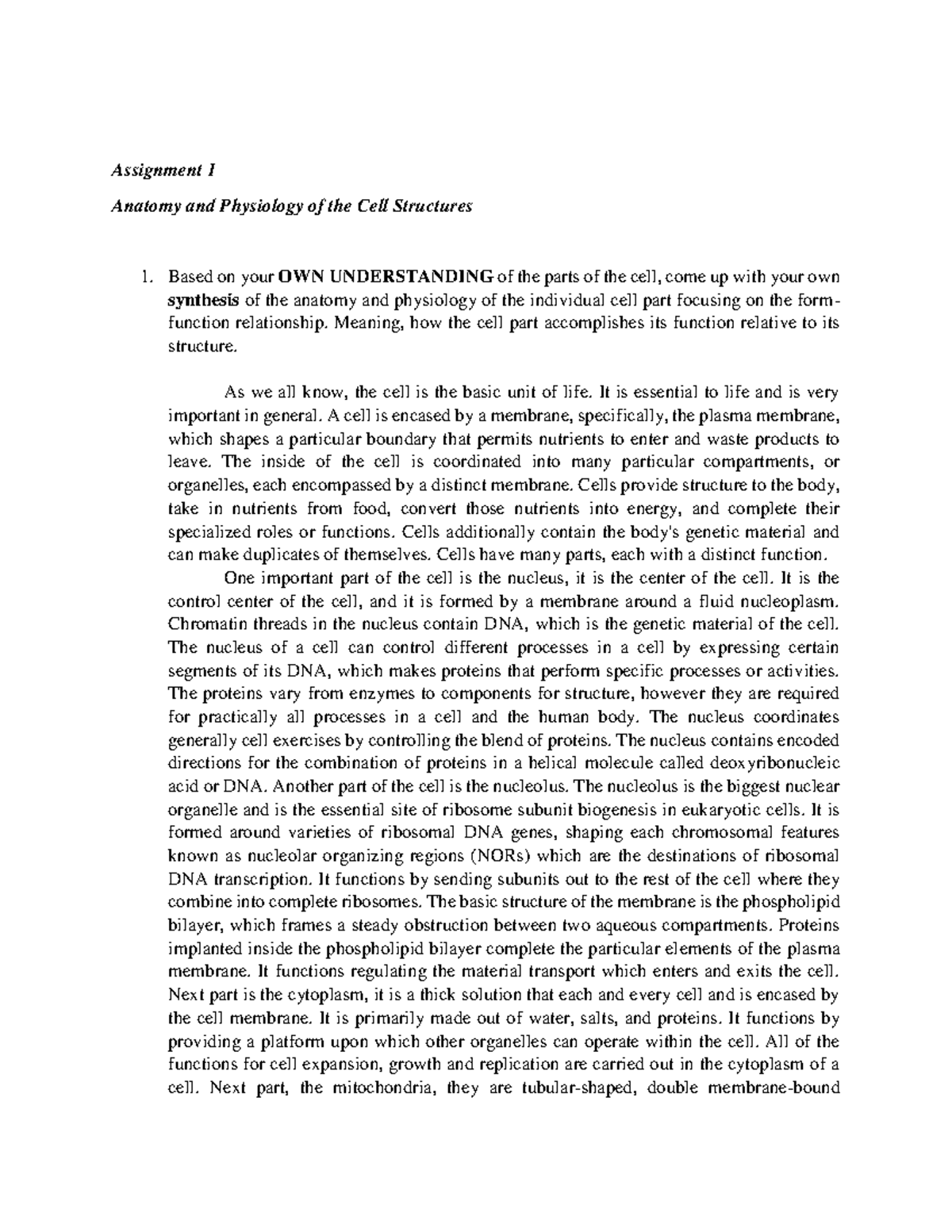 Assignment 1.Cell parts anaphysio - Bangah, Ezekiel Meego B. BS BIO 3C ...