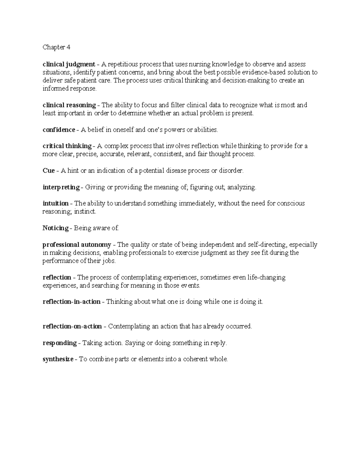 Chapter 4 Clinical Judgement in Nursing - Chapter 4 clinical judgment ...