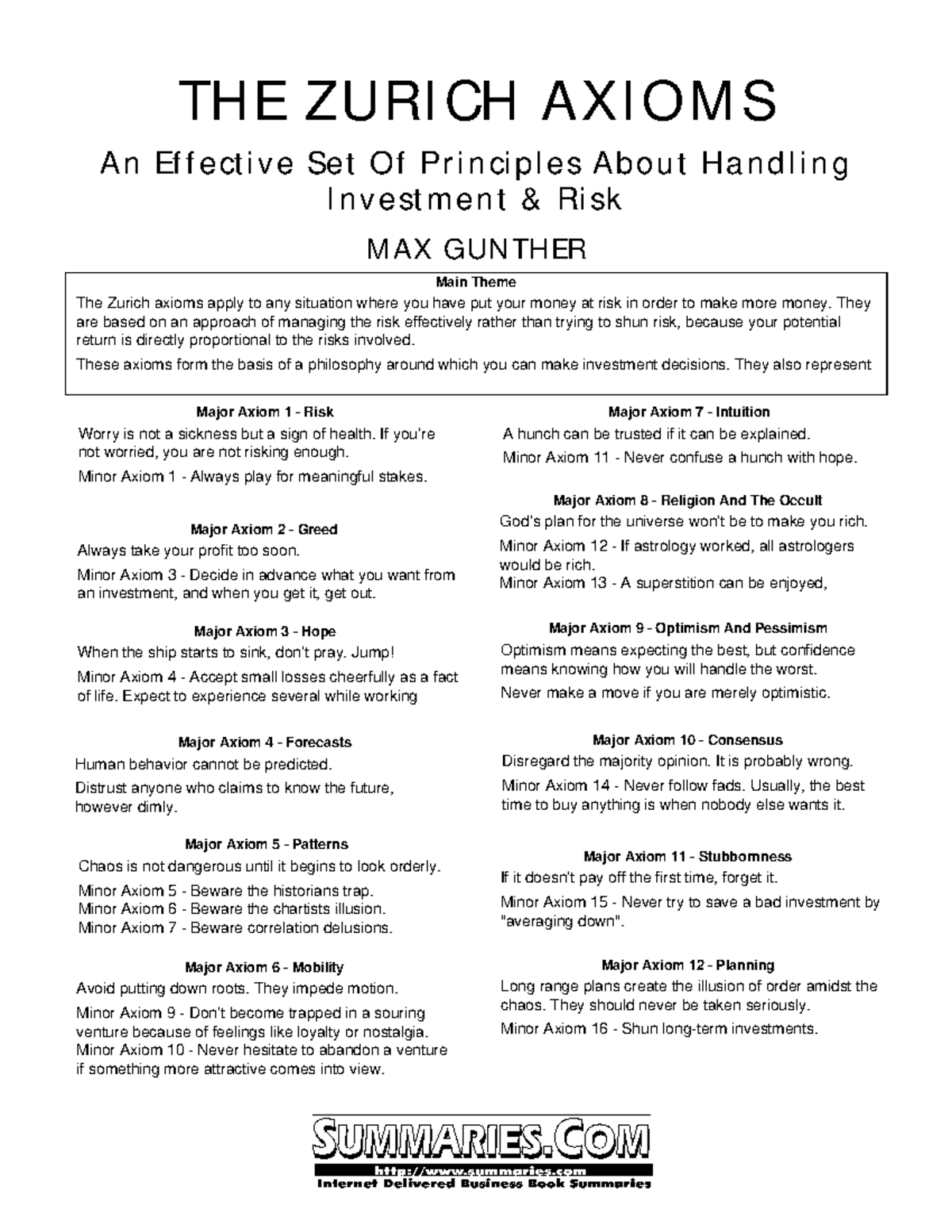 The-zurich-axioms - Zurih axiom - THE ZURI CH AXI OM S An Ef f ect i v ...