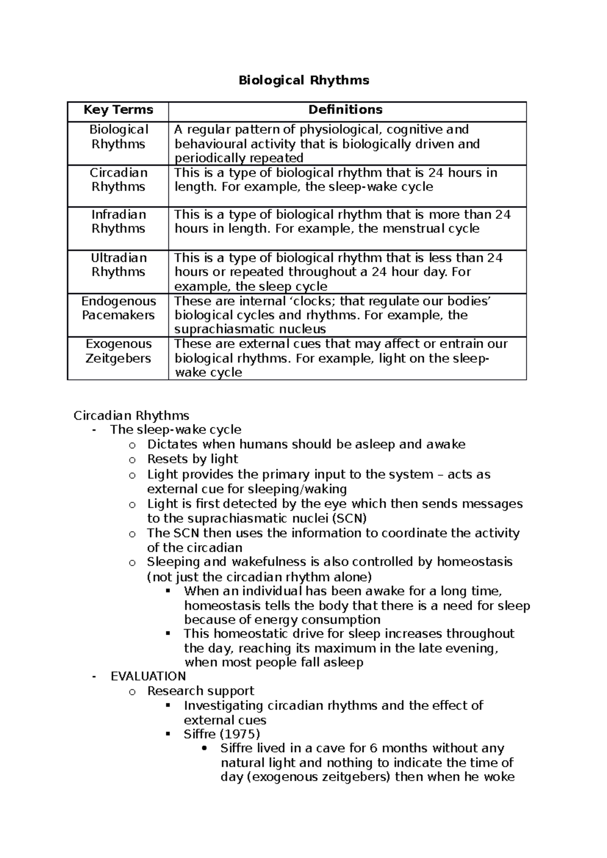 Biological Rhythms - Biological Rhythms Key Terms Definitions ...