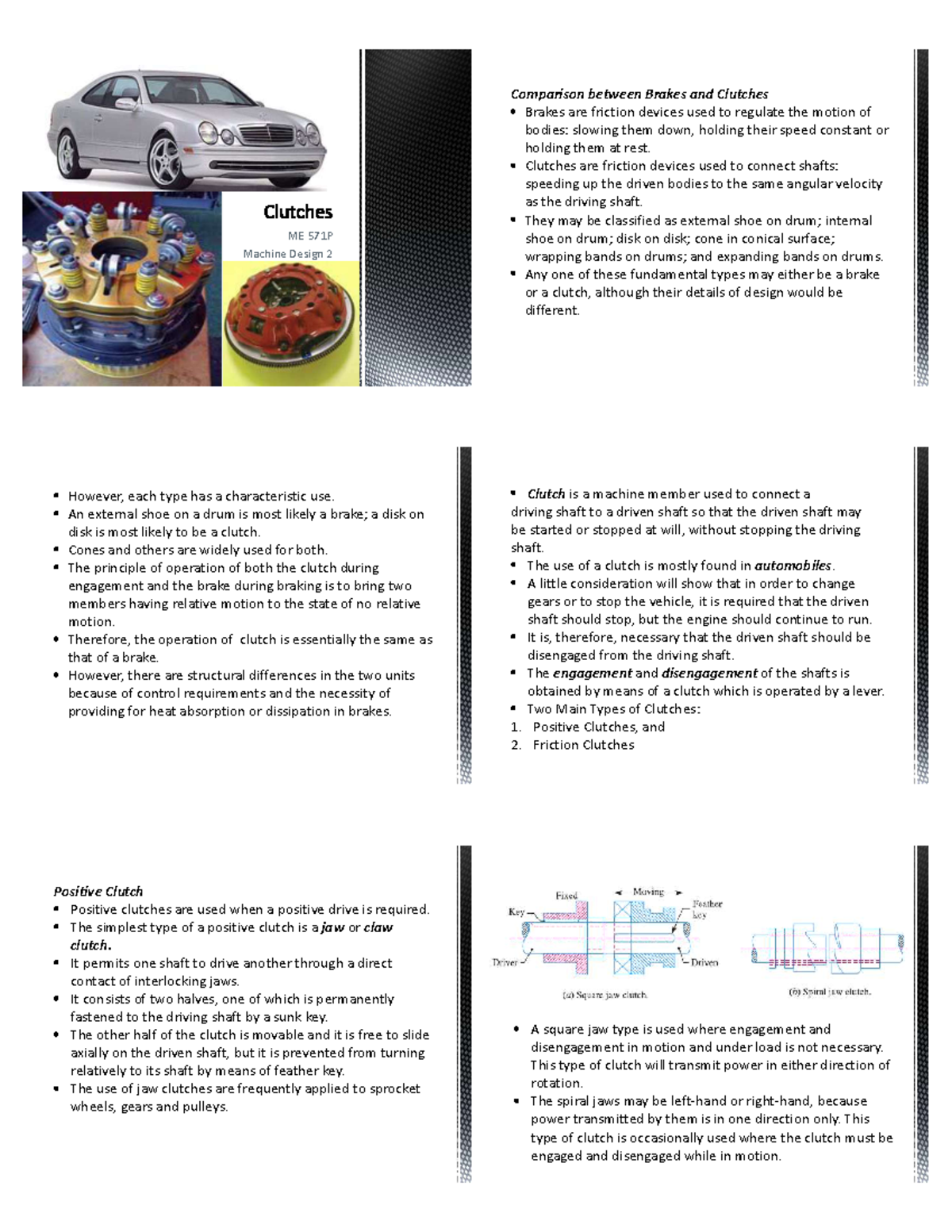 Clutches-print - asdsada - ME 571P Machine Design 2 Comparison between ...