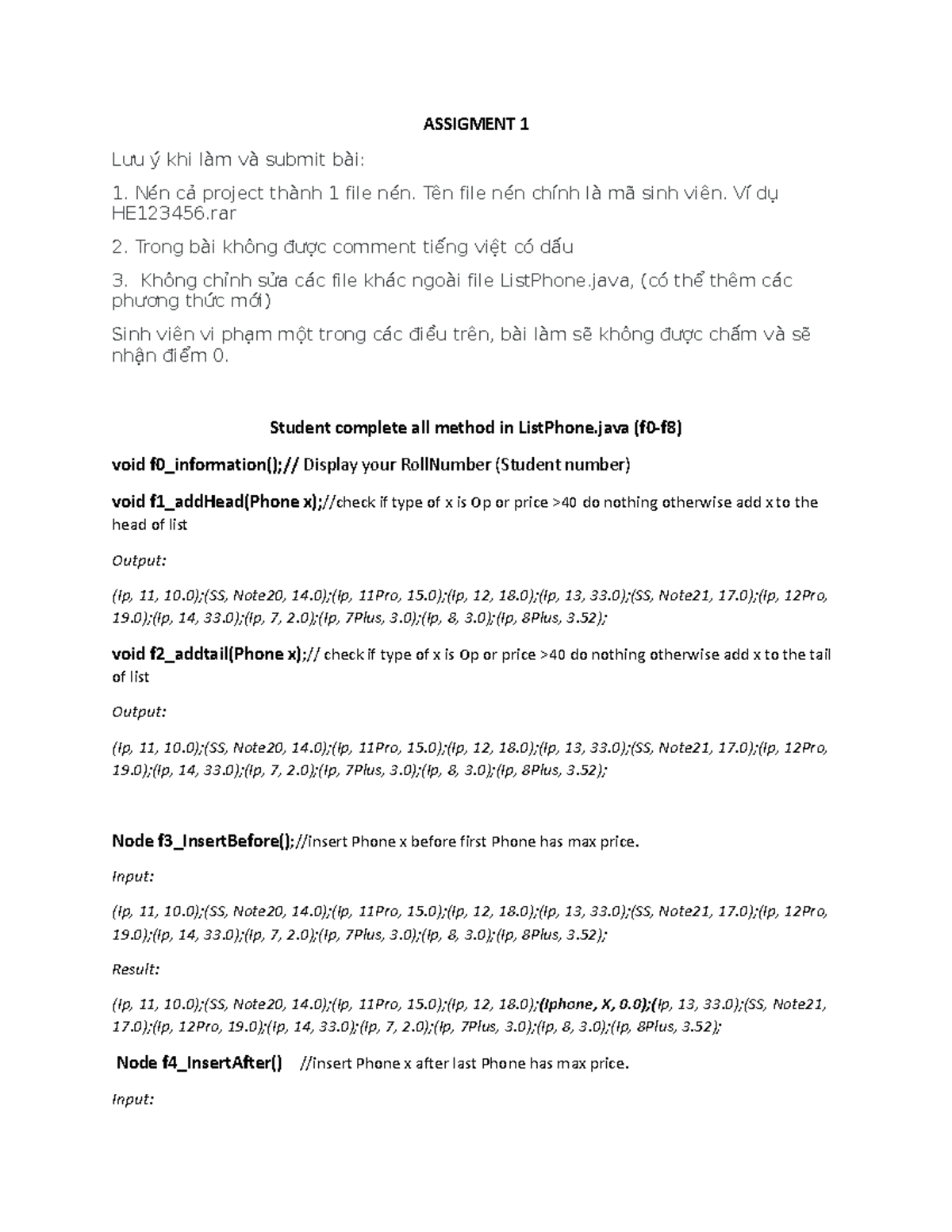 csd201 asigment 1 - ASSIGMENT 1 Lưu ý khi làm và submit bài: 1. Nén cả ...
