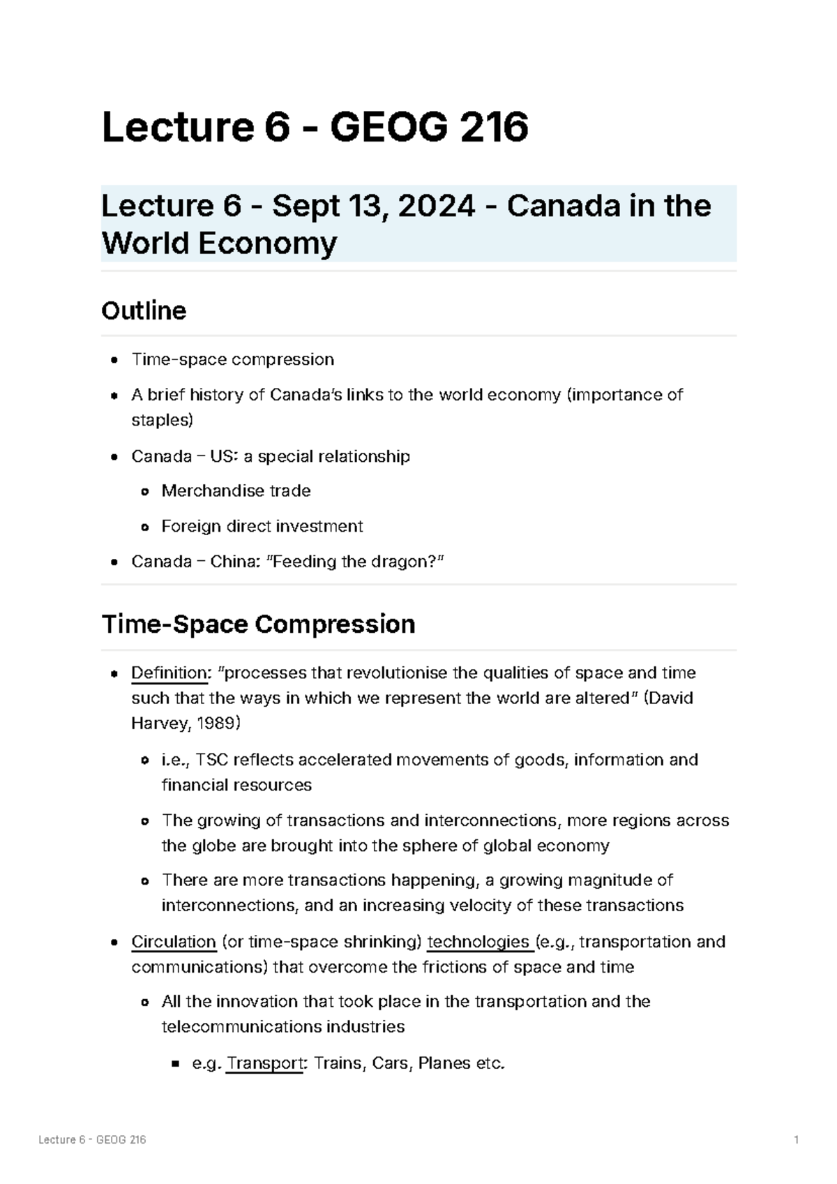 Lecture 6 - GEOG 216 - Lecture 6 GEOG 216 1 Lecture 6 - GEOG 216 Lecture 6 - Sept 13, 2024 ...