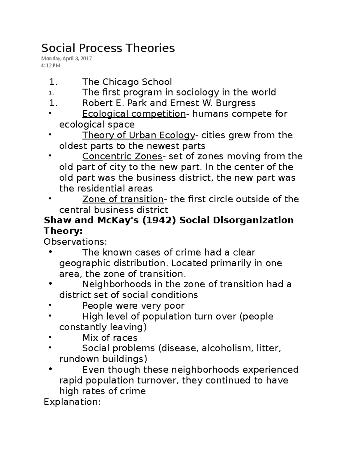 Social Process Theories - Social Process Theories Monday, April 3, 2017 ...