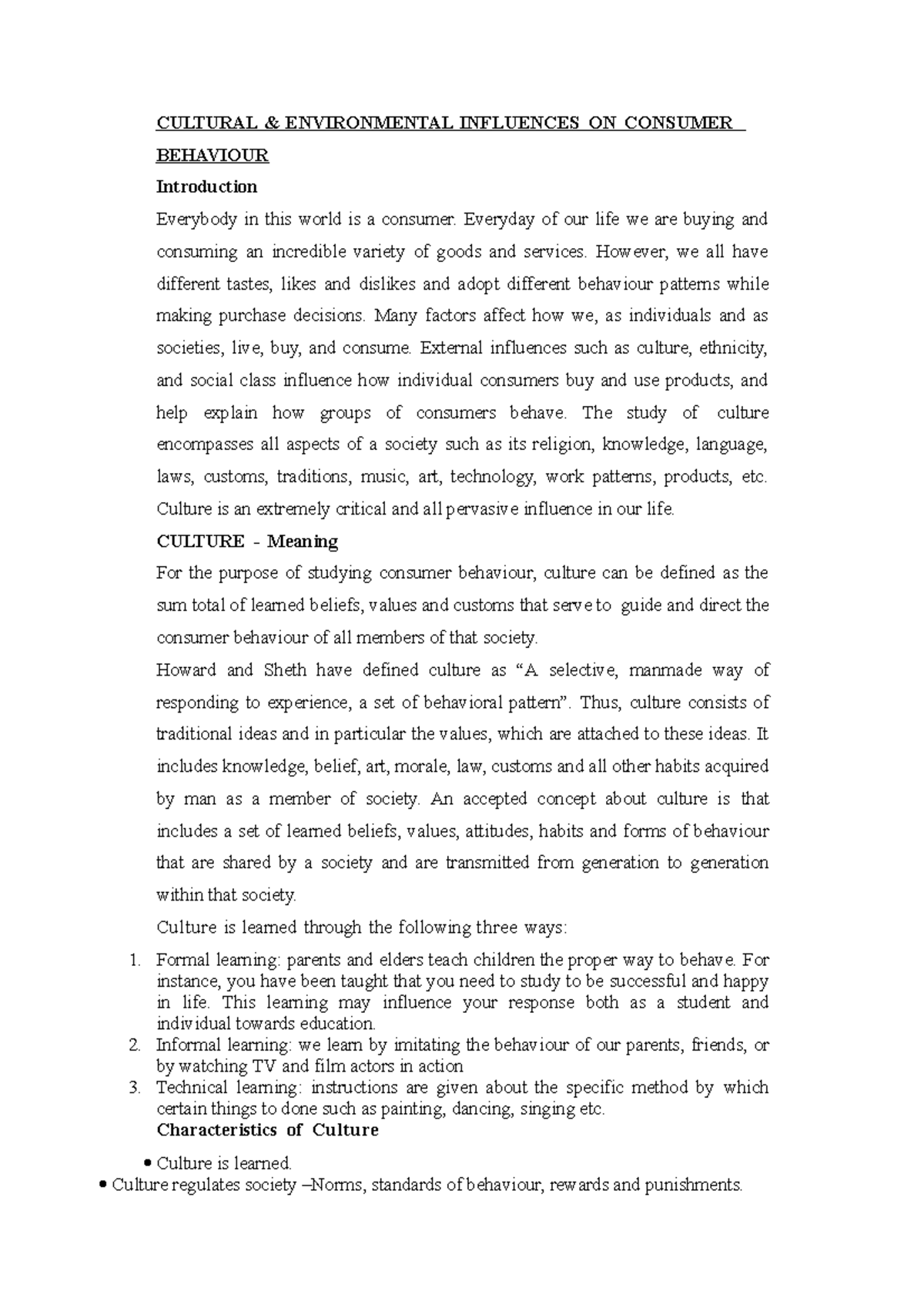 3. Cultural & Environmental Influences ON Consumer Behaviour - CULTURAL ...