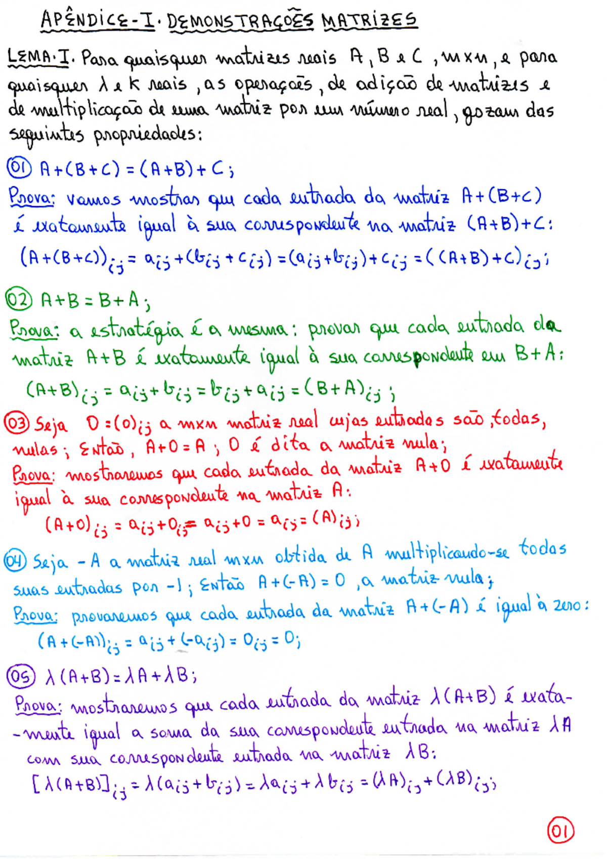 Matrizes - I. DEMONSTRAGOES MATRIZES LEMA. Para quaisquer matrizes ...
