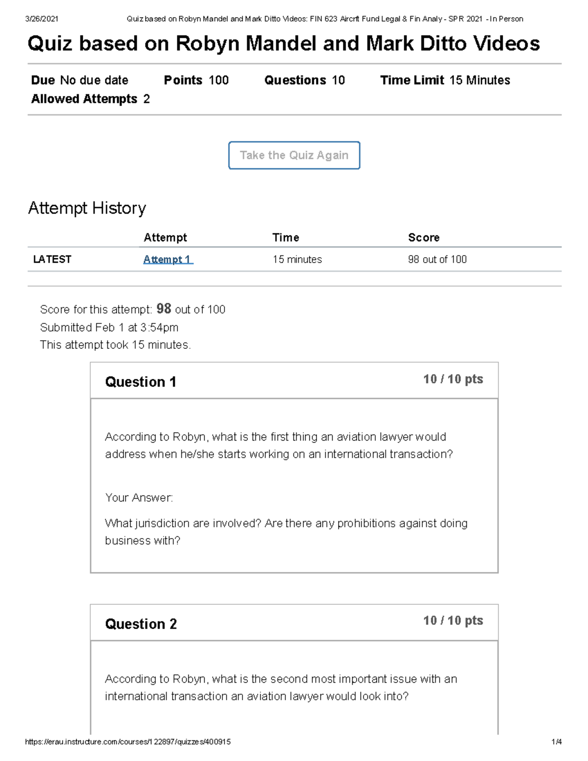 Quiz based on Robyn Mandel and Mark Ditto Videos - Take the Quiz Again ...