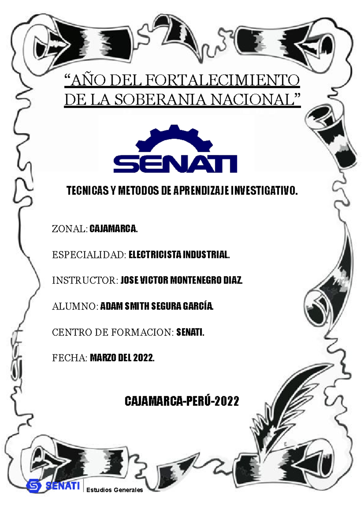 Entregable 01. tecnicas Senati - “AÑO DEL FORTALECIMIENTO DE LA ...