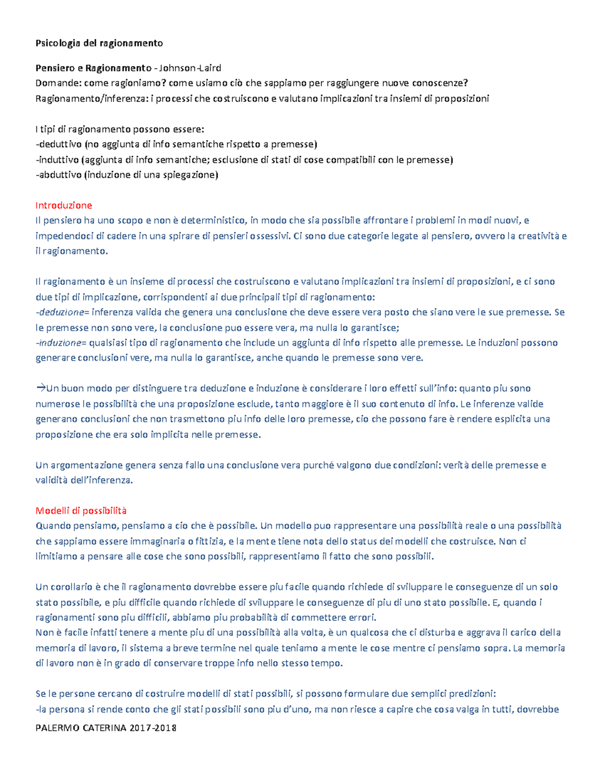 Ragionamento - Libro e appunti lezione - Warning: TT: undefined function: 32 Warning: TT ...