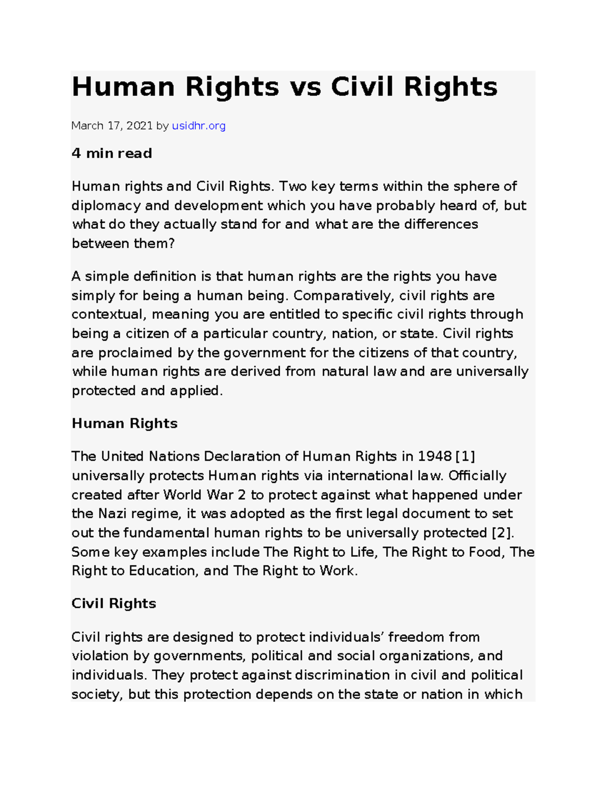 Human Rights vs Civil Rights - Two key terms within the sphere of ...