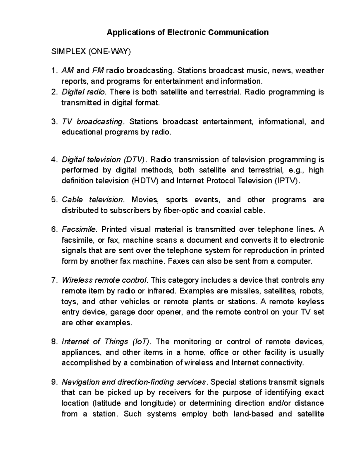 Applications of Electronic Communication - Stations broadcast music ...