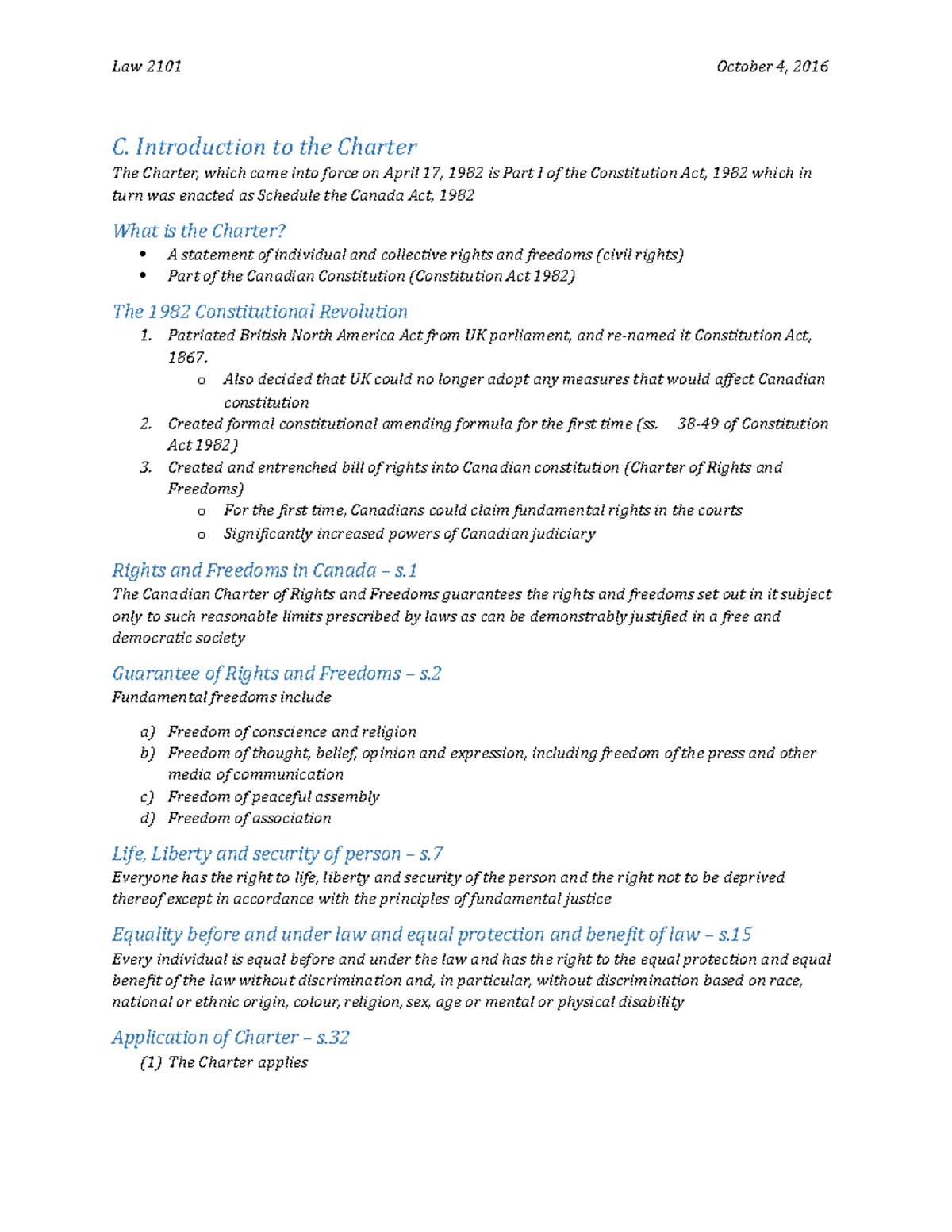 C - Intro to the charter - C. Introduction to the Charter The Charter ...