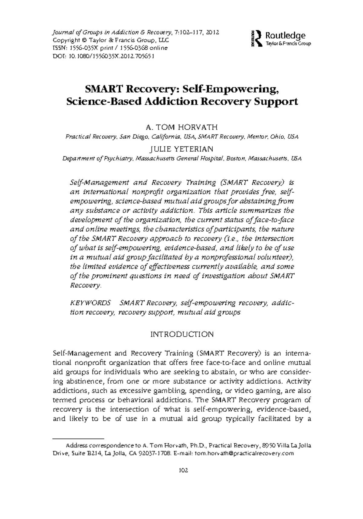 Smart Recovery Self-Empowering Science based Addiction Recovery ...