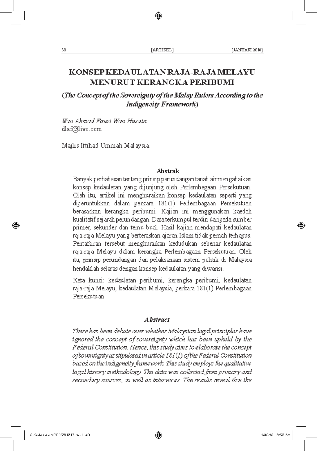 Kedaulatan Januari - KONSEP KEDAULATAN RAJA-RAJA MELAYU MENURUT ...