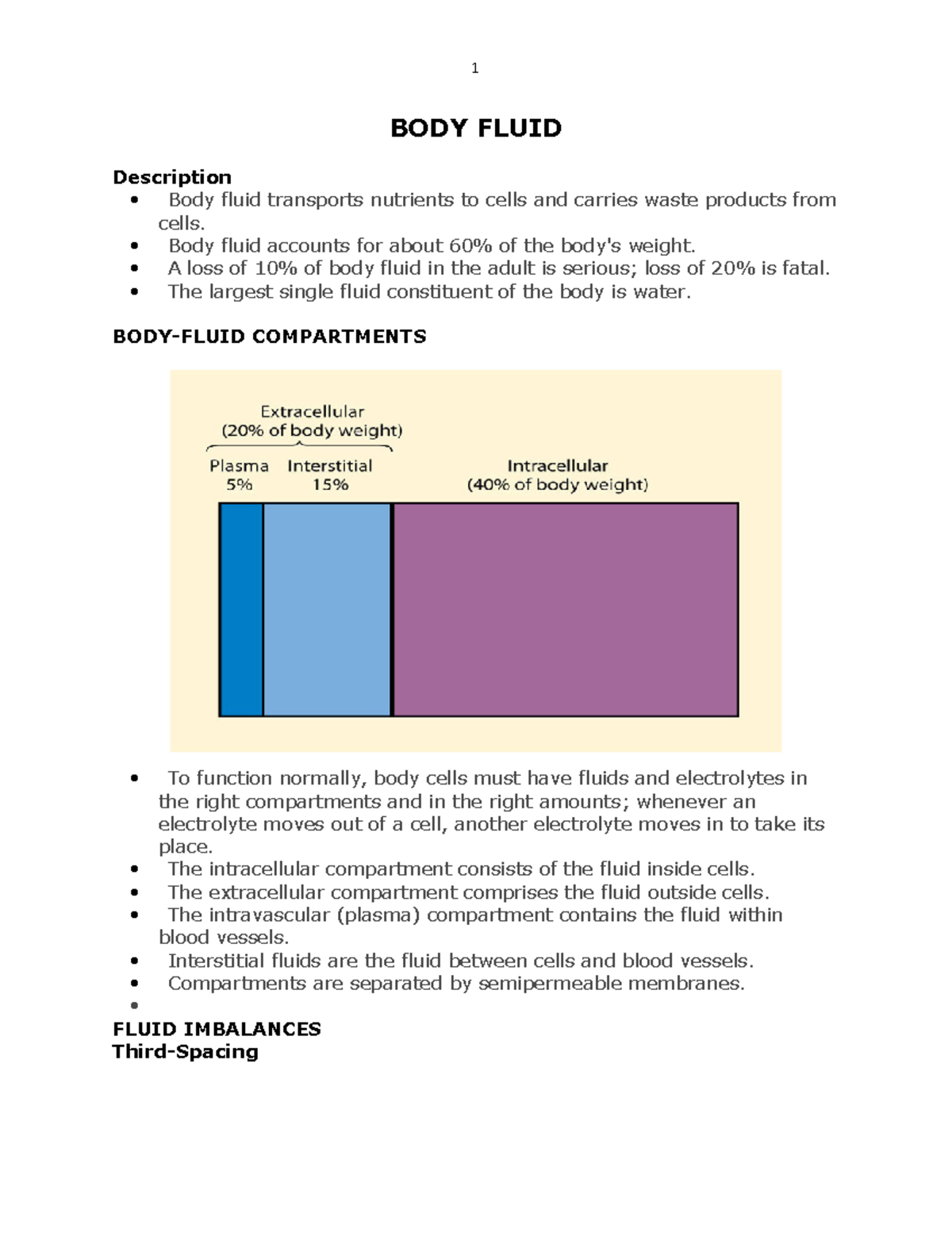 Fluid and electrolytes - BODY FLUID Description Body fluid transports ...