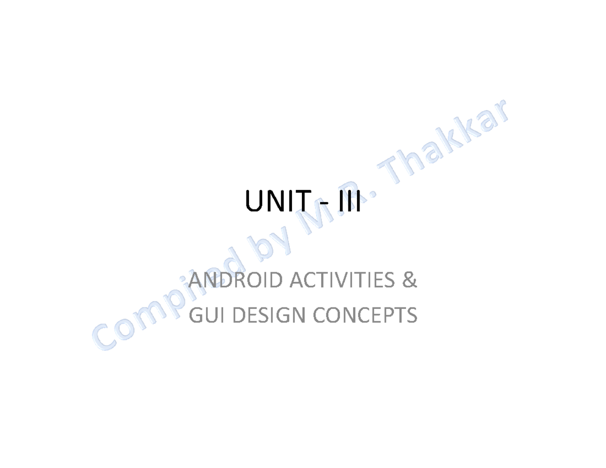 Chapter-3 - UNIT - III ANDROID ACTIVITIES & GUI DESIGN CONCEPTS 3 ...