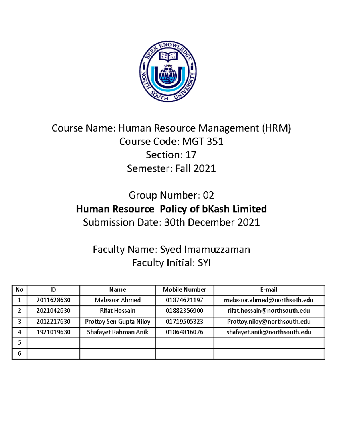 Group 2 Report(b Kash) - this report is all about hrm report of bkash ...