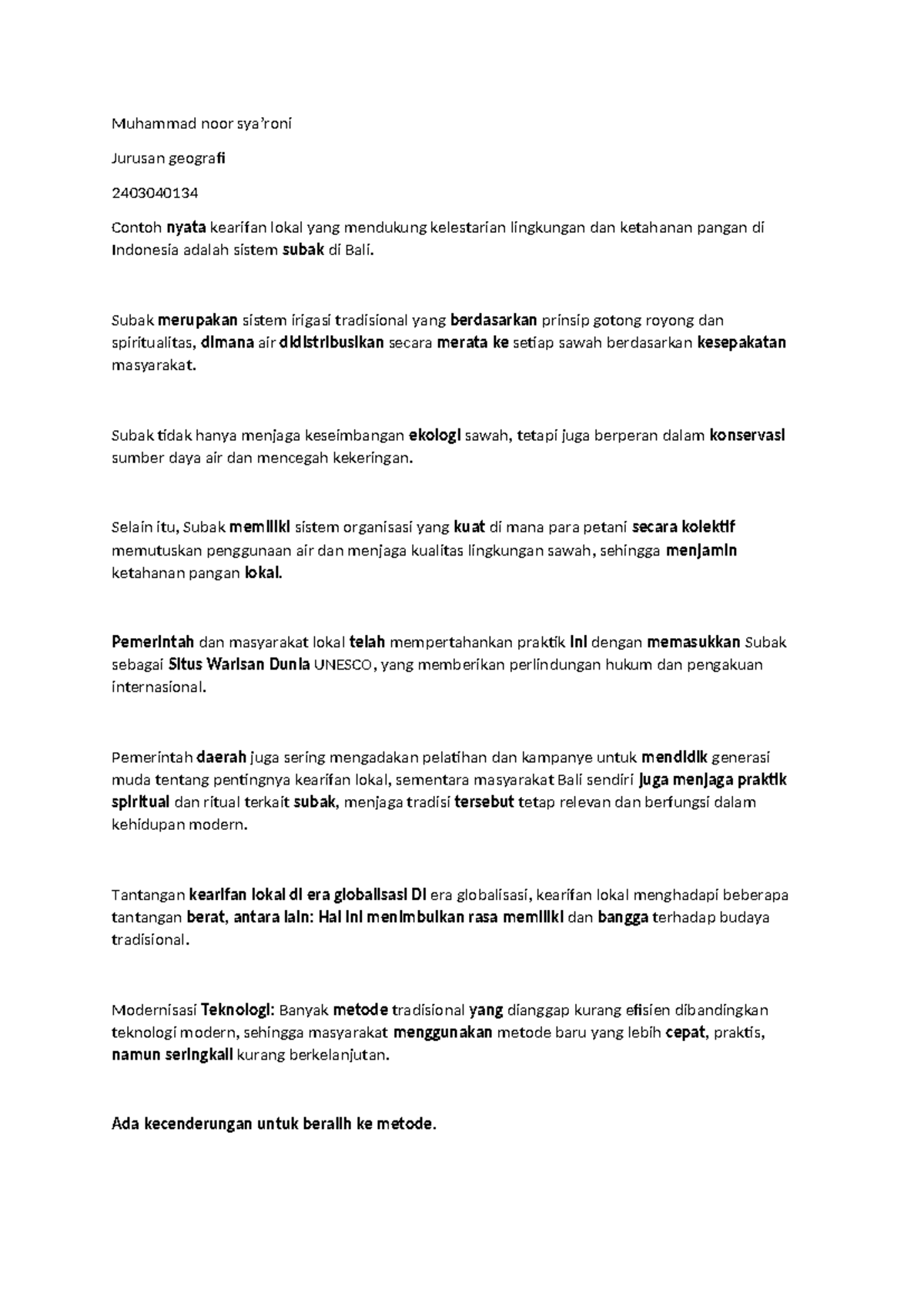 2403040134 konservasi 10 - Muhammad noor sya’roni Jurusan geografi 2403040134 Contoh nyata ...