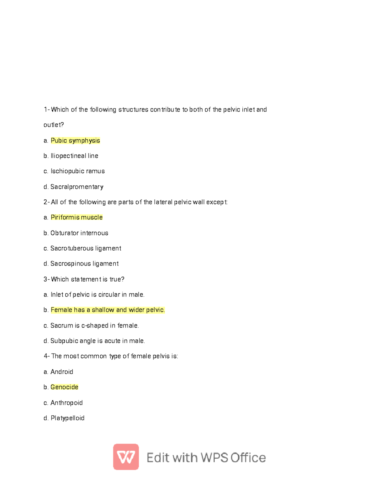 Cat pelvis 2 - 1- Which of the following structures contribute to both ...