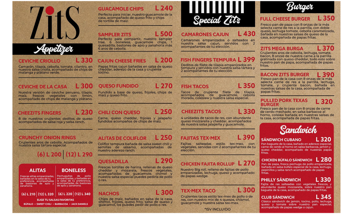 Menú Zits - Hola - GUACAMOLE CHIPS L240 Burger ZitS Perfecto para ...