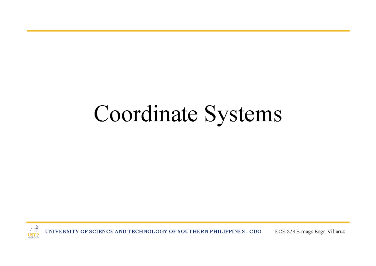 2 Coordinate Systems Vector Calculus - Coordinate Systems Cartesian ...