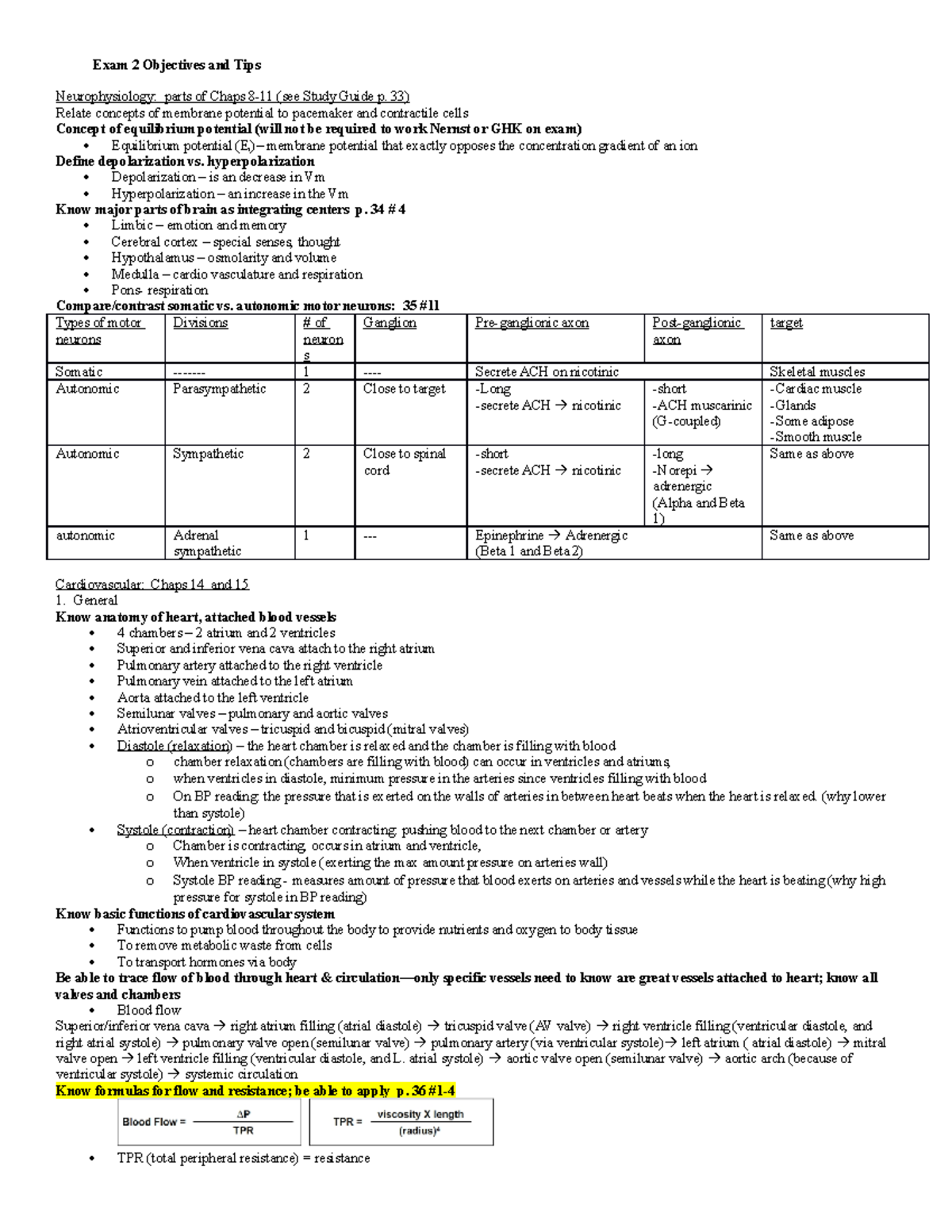 Exam 2 review[ 5426] - Lecture notes Unit 2 - Exam 2 Objectives and ...