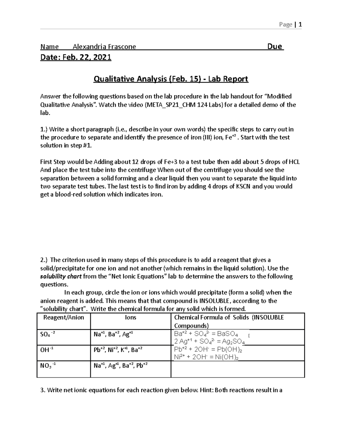 Qualitative Analysis Take-Home Lab (2) - Page | 1 Name Alexandria ...