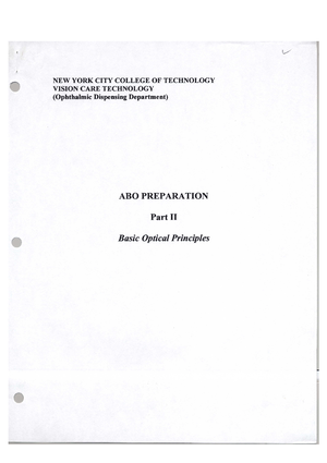 Part 2 Basic Optical Principles - VCT 1105 - Studocu