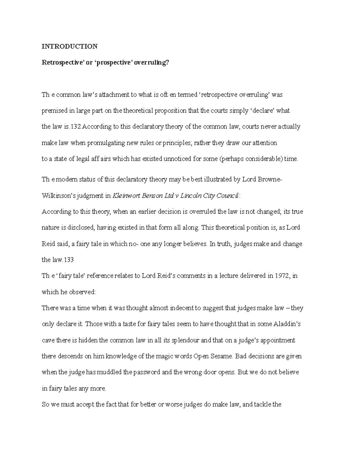 Retrospective or Prospective Overruling - INTRODUCTION Retrospective ...